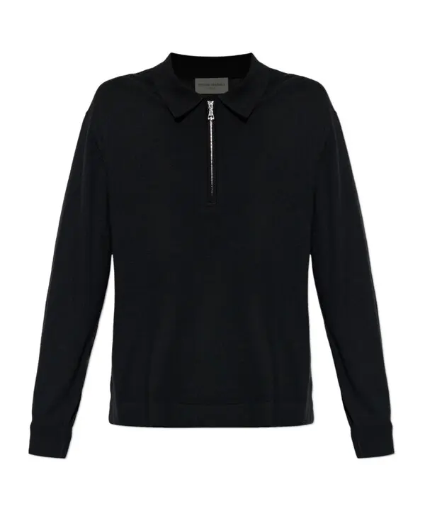 Officine Générale Bene Zip Polo Cardigan - Black