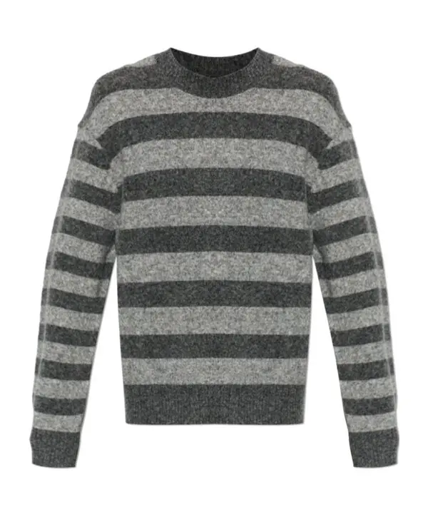 Officine Générale Striped Crew Neck Sweater - Black