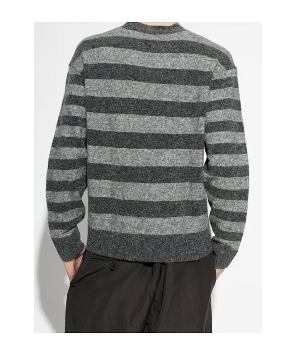 Officine Générale Striped Crew Neck Sweater - Black