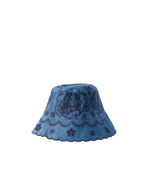 Zimmermann Embroidered Denim Bucket Hat - Blue