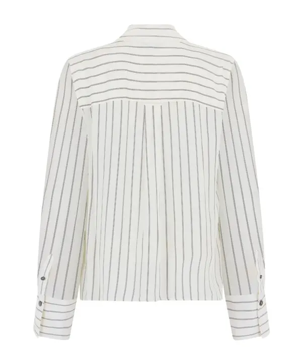 Veronica Beard Striped Pocket Long Sleeve Shirt