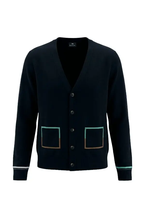 Paul Smith V-neck Buttoned Cardigan With Ribbed Details