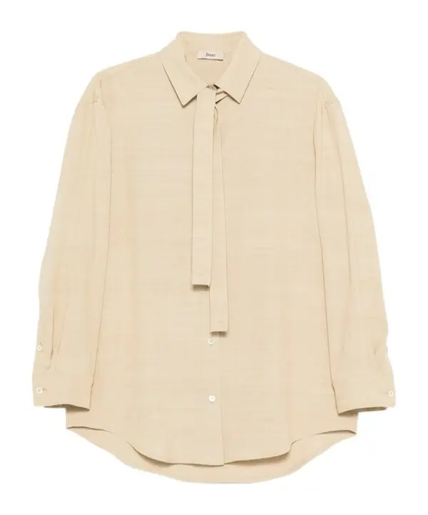 Herno Long-sleeved Shirt With Tie-neck Collar