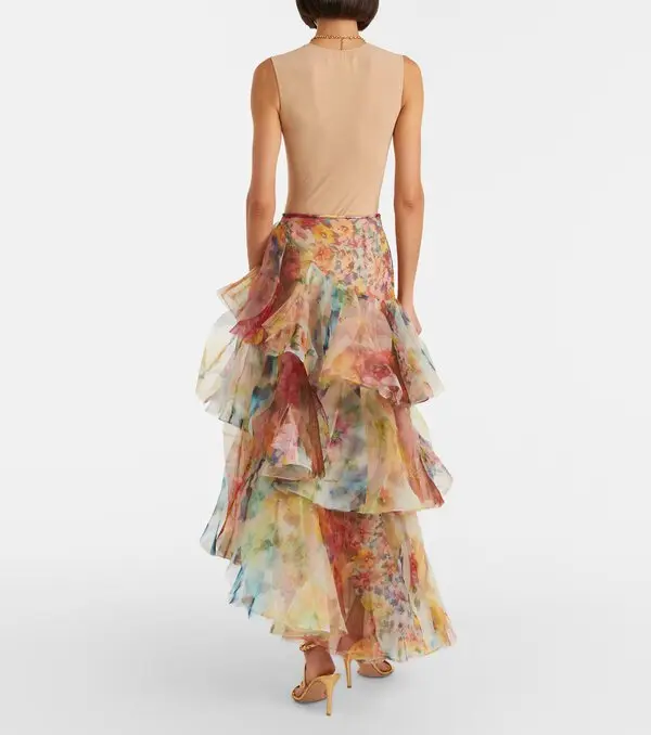 Zimmermann Luna Floral Ruffled Maxi Skirt