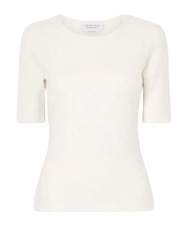 Gabriela Hearst Valentia Knitted Silk T-shirt - Off White