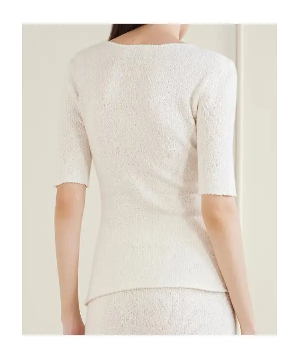 Gabriela Hearst Valentia Knitted Silk T-shirt By - Off White