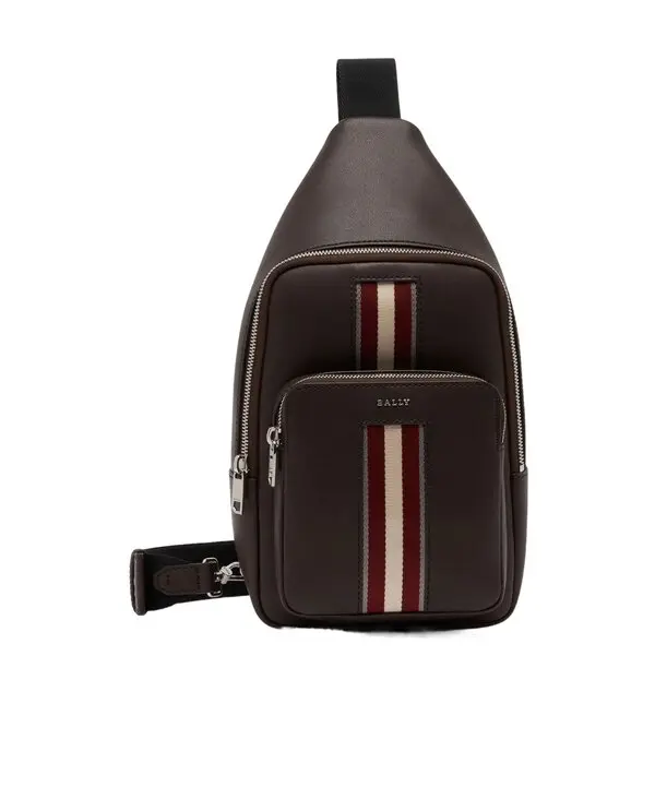 Bally Leather Sling Bag With Grosgrain Ribbon Detail - Brown