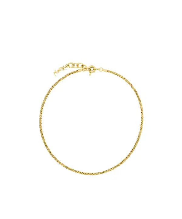 Saint Laurent Twisted Rope Chain Necklace With Cassandre Pendant - Gold