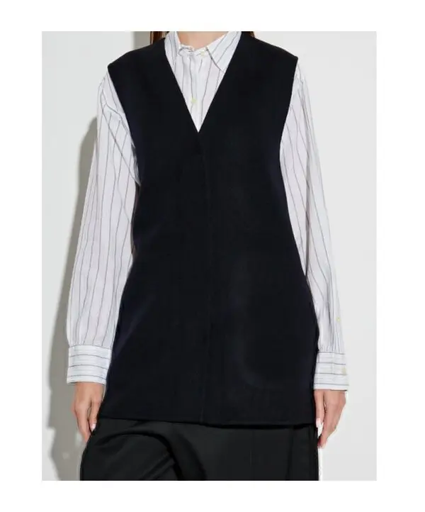 Officine Générale V-neck Wool Vest - Black