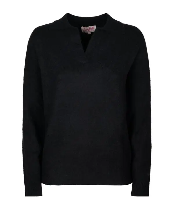 MC2 SAINT BARTH V-neck Long Sleeve Sweater - Black