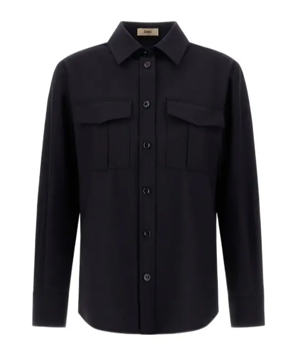 Herno Flap-pocket Buttoned Shirt - Navy Blue