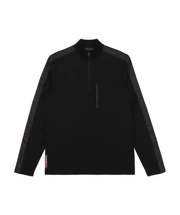 Prada Zipper Detail Long Sleeve T-shirt - Black