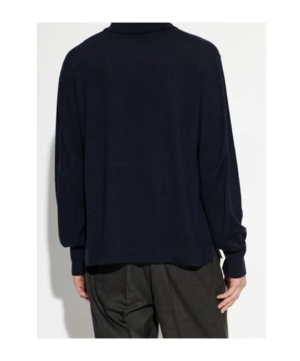 Officine Générale Bene Zip Polo Knitted Sweater - Navy Blue