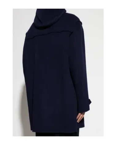 Moschino Hooded Duffle Coat With Frog Closure - Black