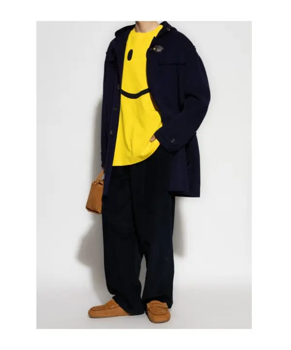 Moschino Hooded Duffle Coat With Frog Closure - Black