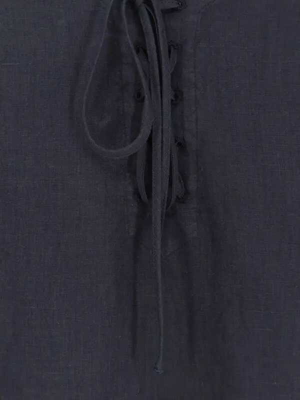 Aspesi Sleeveless Round Neck Top With Tie Detail - Black