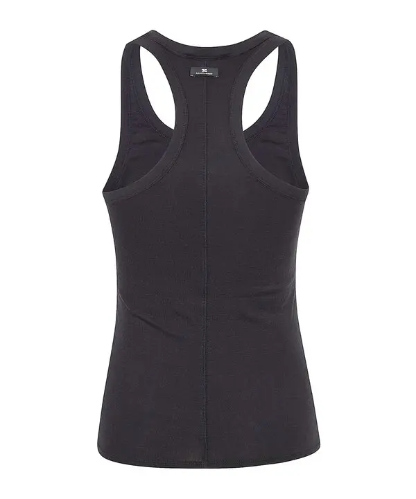 Elisabetta Franchi Ribbed Racerback Tank Top With Embroidered Logo