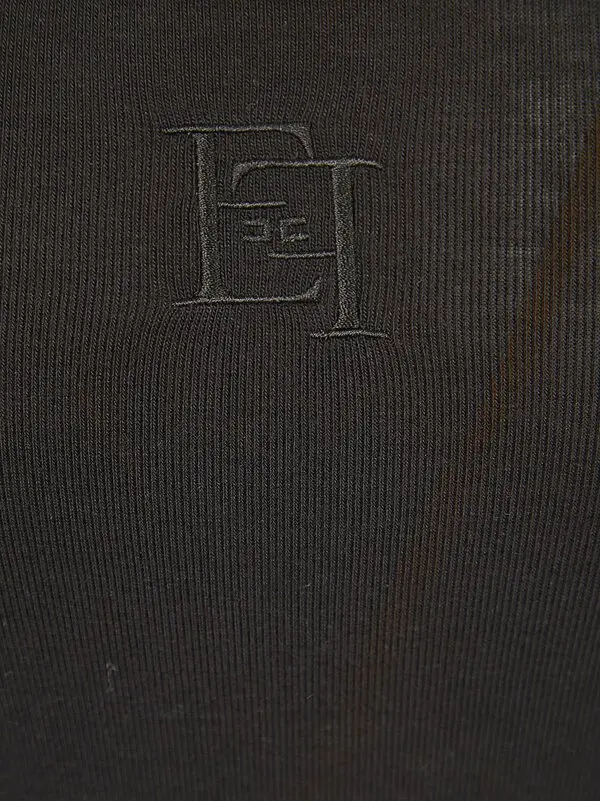 Elisabetta Franchi Ribbed Racerback Tank Top With Embroidered Logo