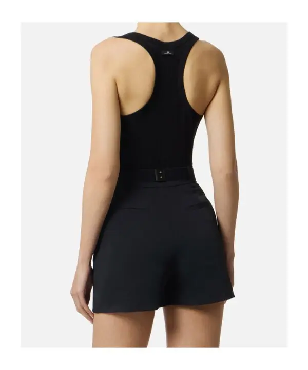 Elisabetta Franchi Ribbed Racerback Tank Top With Embroidered Logo