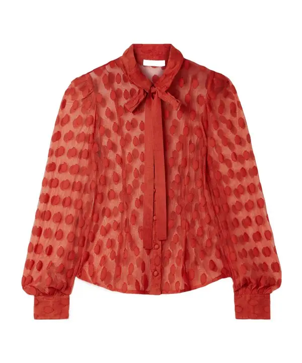 Ulla Johnson Soraya Tie-neck Fil Coupé Mesh Blouse