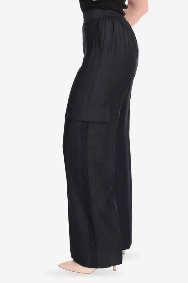BLUGIRL Elasticated Waist Cargo Pants With Lace Detail