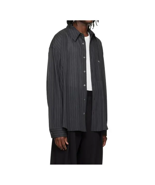WOOYOUNGMI Striped Long-sleeved Shirt - Black