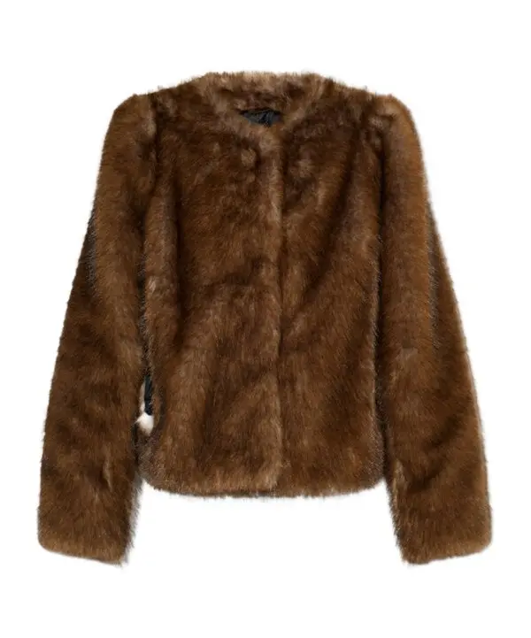 STAND STUDIO Sadie Faux Fur Jacket - Brown