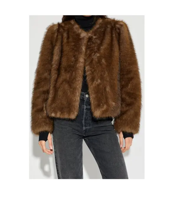 STAND STUDIO Sadie Faux Fur Jacket - Brown
