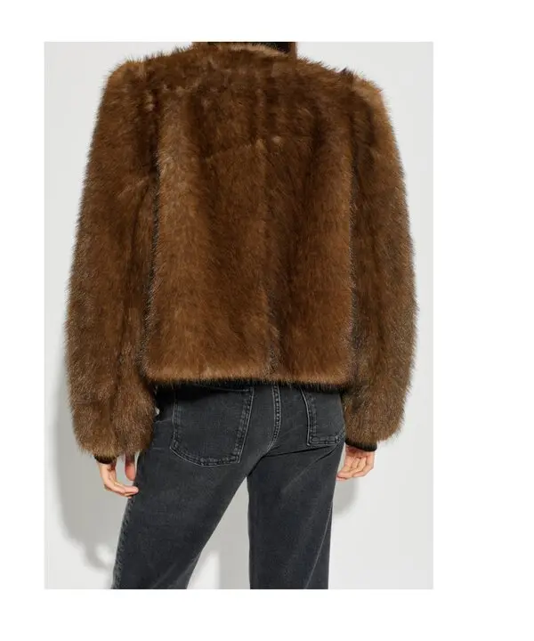 STAND STUDIO Sadie Faux Fur Jacket - Brown