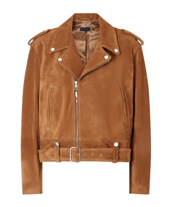 NILI LOTAN Suede Motorcycle Jacket - Tan