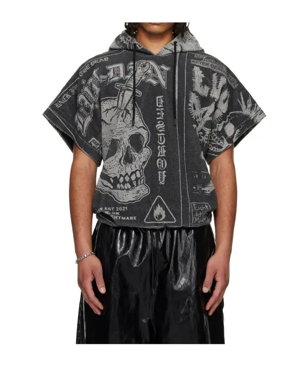 LU'U DAN Half-length Short-sleeved Hooded T-shirt