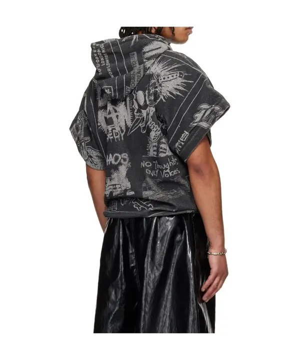 LU'U DAN Half-length Short-sleeved Hooded T-shirt
