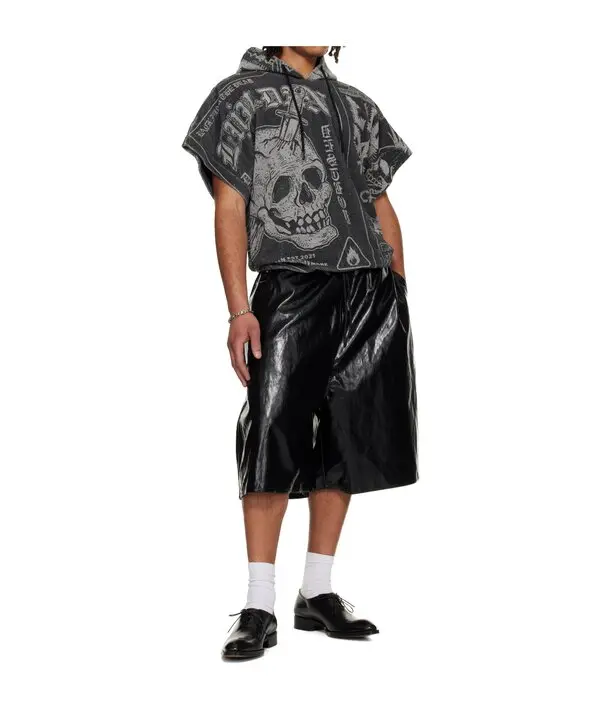 LU'U DAN Half-length Short-sleeved Hooded T-shirt