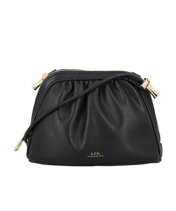 A.p.c. Ruched Detailed Drawstring Crossbody Bag - Black