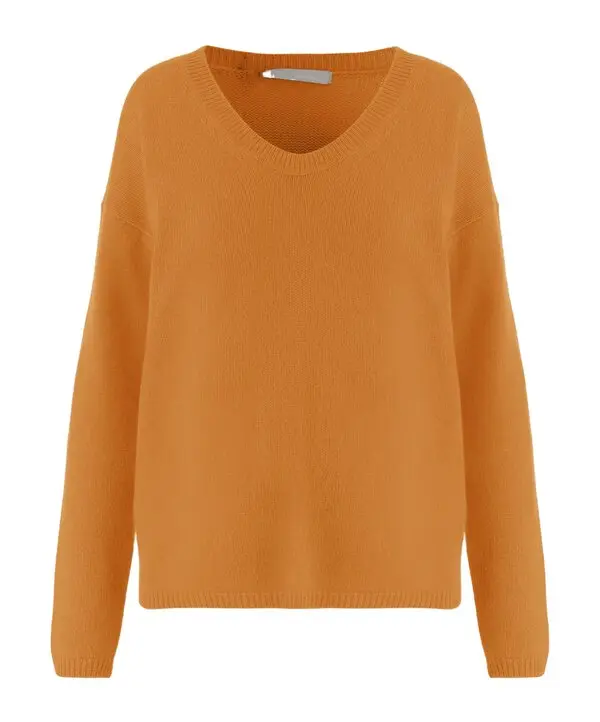 ALLUDE Cashmere V-neck Sweater - Orange