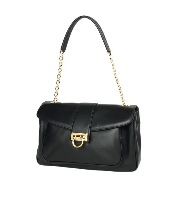 FERRAGAMO Gold Tone Logo Shoulder Bag
