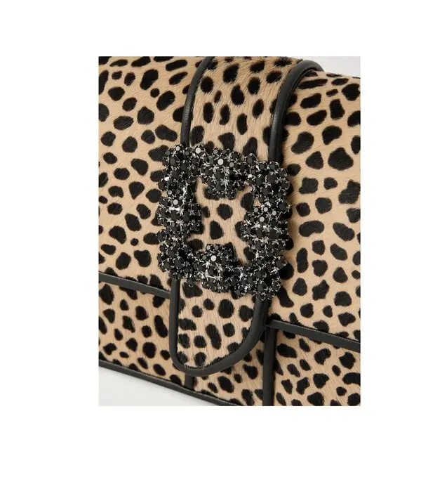 Manolo Blahnik Leopard-print Calf Hair Clutch - Black