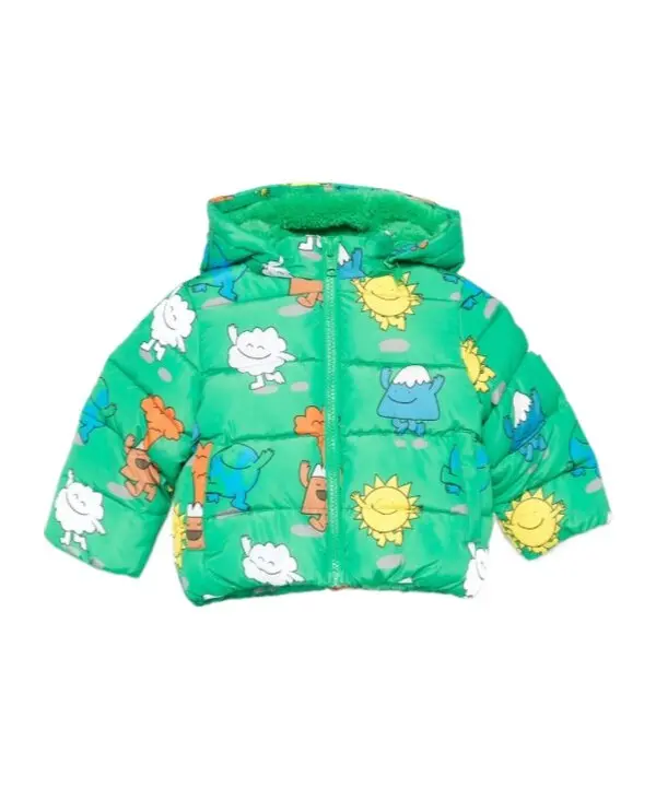 Stella McCartney Graphic Print Hooded Puffer Coat - Green