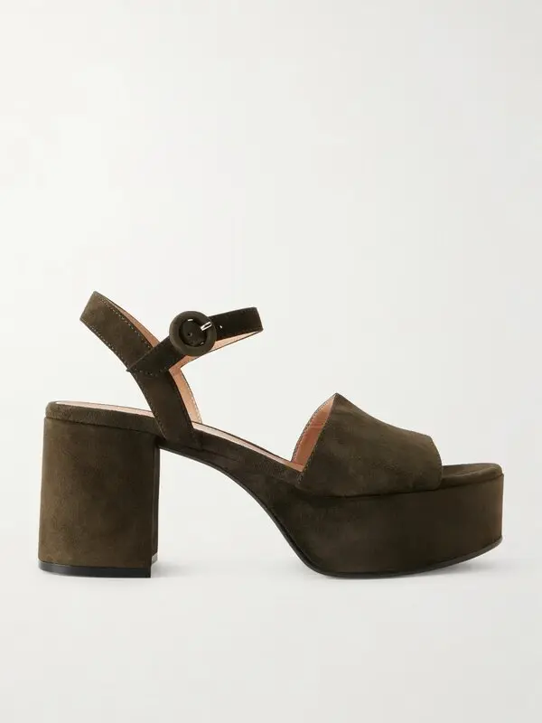 GIANVITO ROSSI Suede Platform Sandals - Black