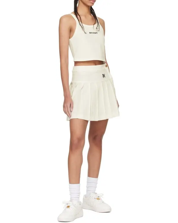 Palm Angels Logo Print Crewneck Tank Top - White