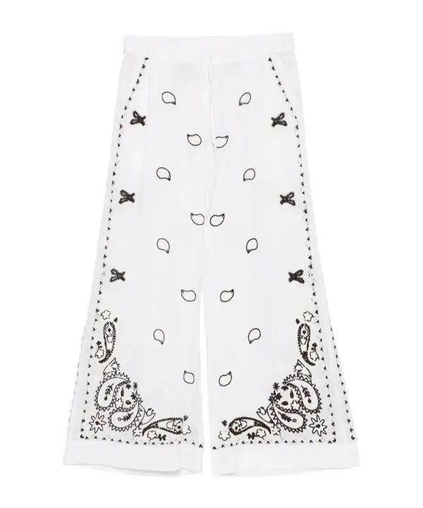 P.a.r.o.s.h Embroidered Wide-leg Trousers - White