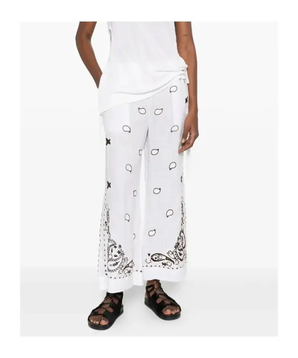P.a.r.o.s.h Embroidered Wide-leg Trousers - White