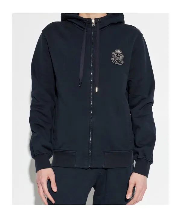 Dolce & Gabbana Heraldic Patch Drawstring Hoodie - Black