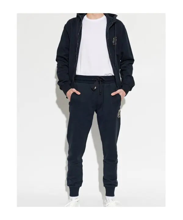 Dolce & Gabbana Heraldic Patch Drawstring Hoodie - Black