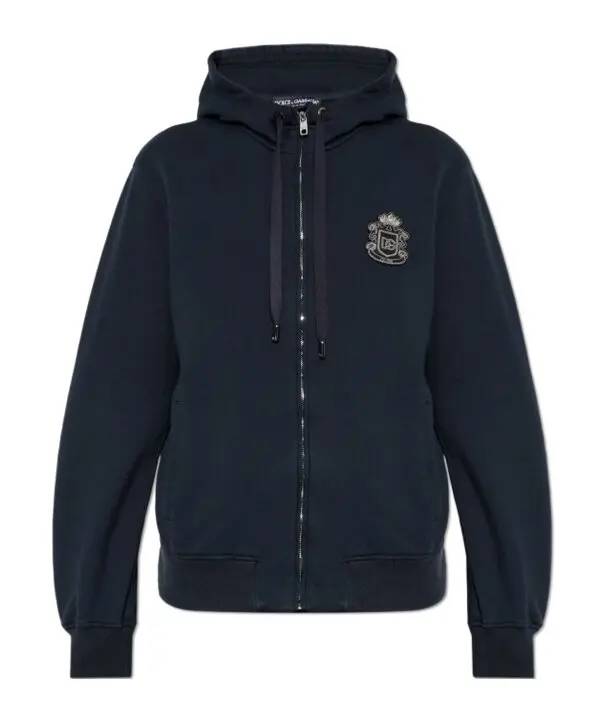 Dolce & Gabbana Heraldic Patch Drawstring Hoodie - No