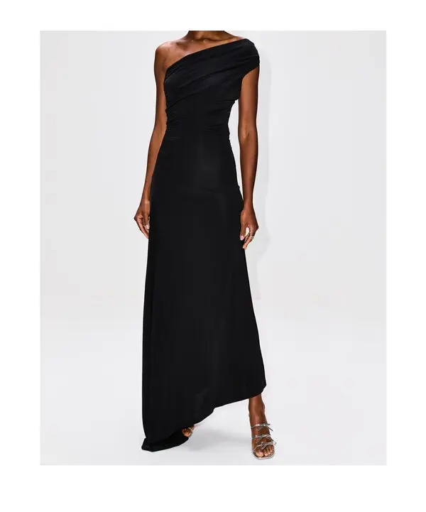 Tove One-shoulder Maxi Dress With Pleated Detail And Irregular Hem