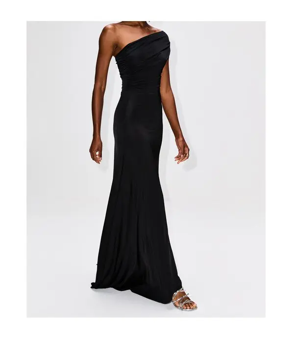Tove One-shoulder Maxi Dress With Pleated Detail And Irregular Hem
