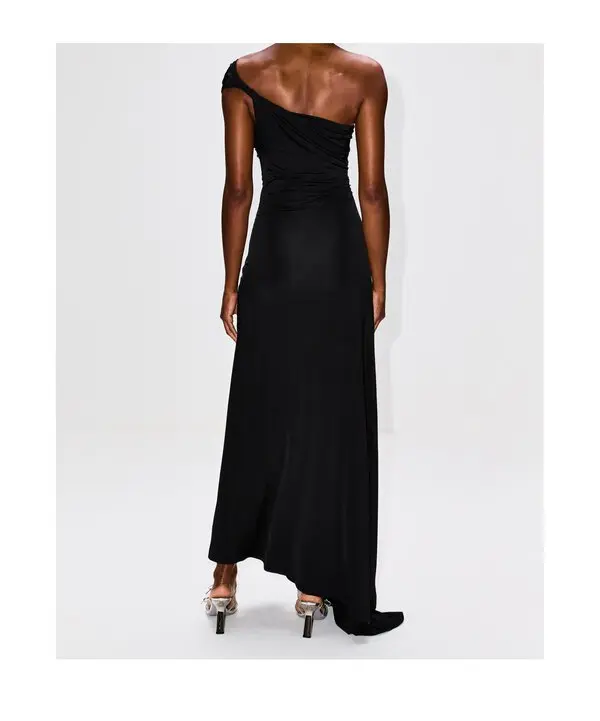 Tove One-shoulder Maxi Dress With Pleated Detail And Irregular Hem