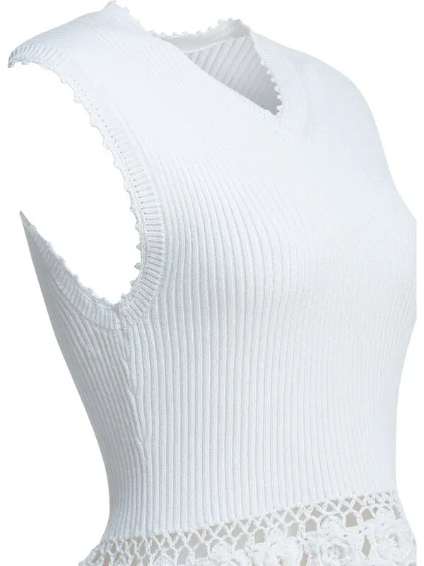 GANNI V-neck Sleeveless Crochet-hem Knit Top