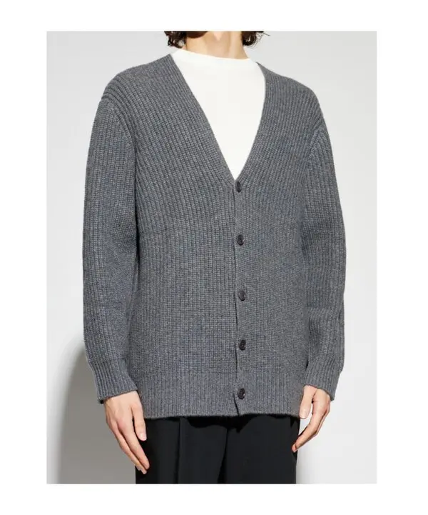 LISA YANG Leander Ribbed Button Cardigan - Graphite